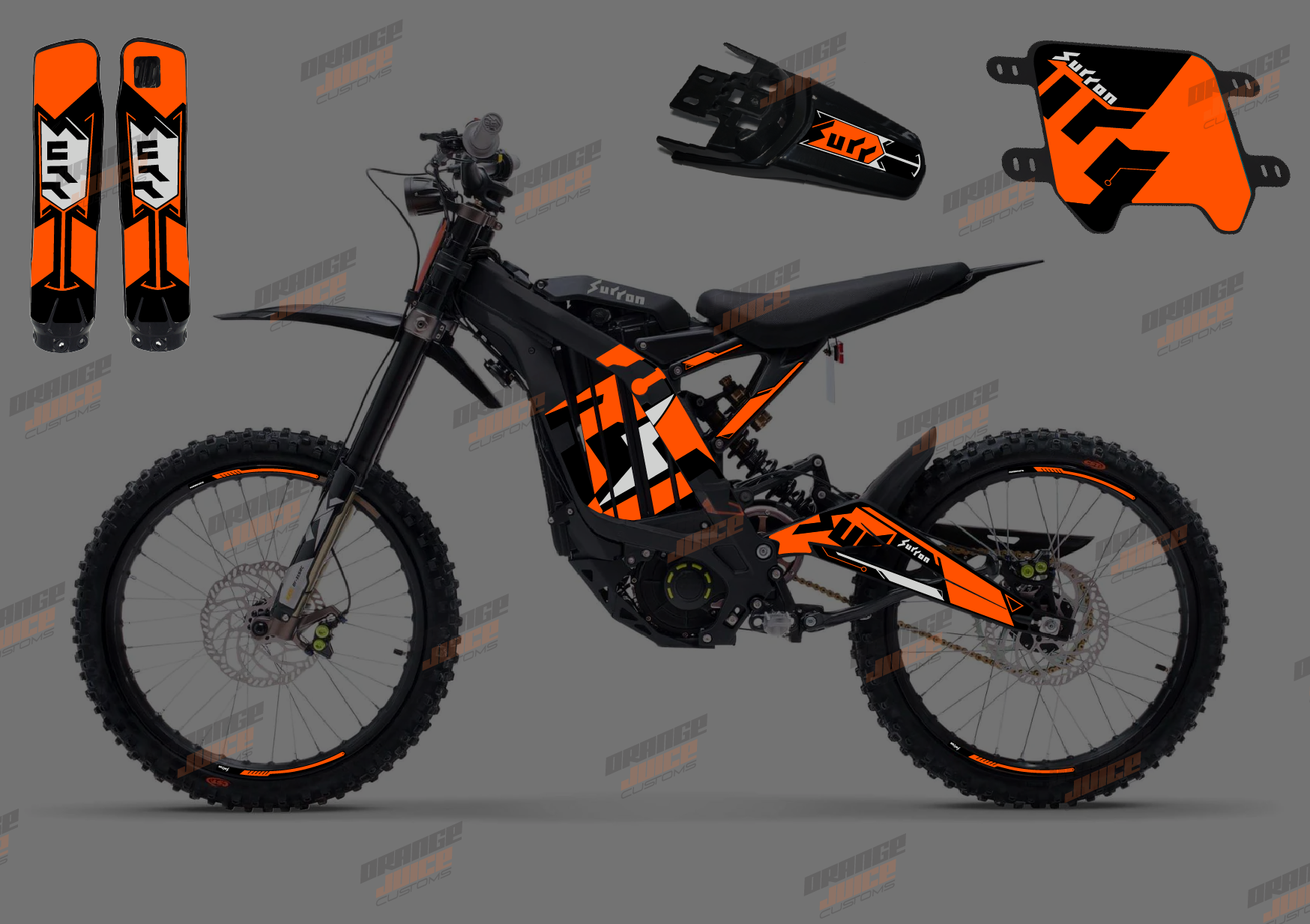 Extended Sur Ron OEM Graphics kit (Orange) – Orange Juice Customs