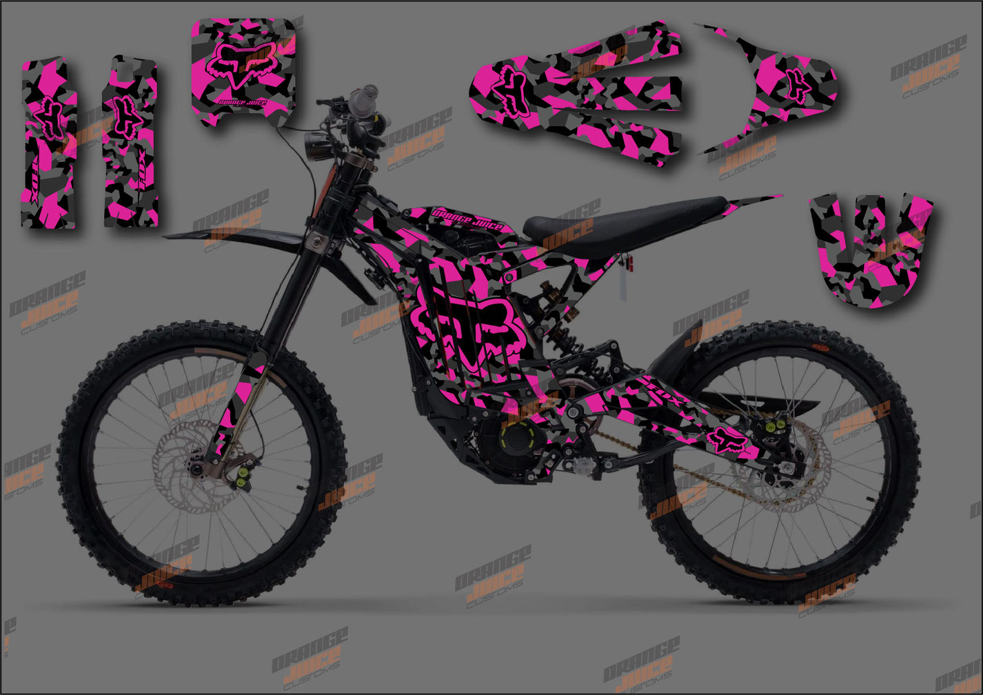 Sur Ron LBX - Fox Camo Graphics kit - Pink – Orange Juice Customs